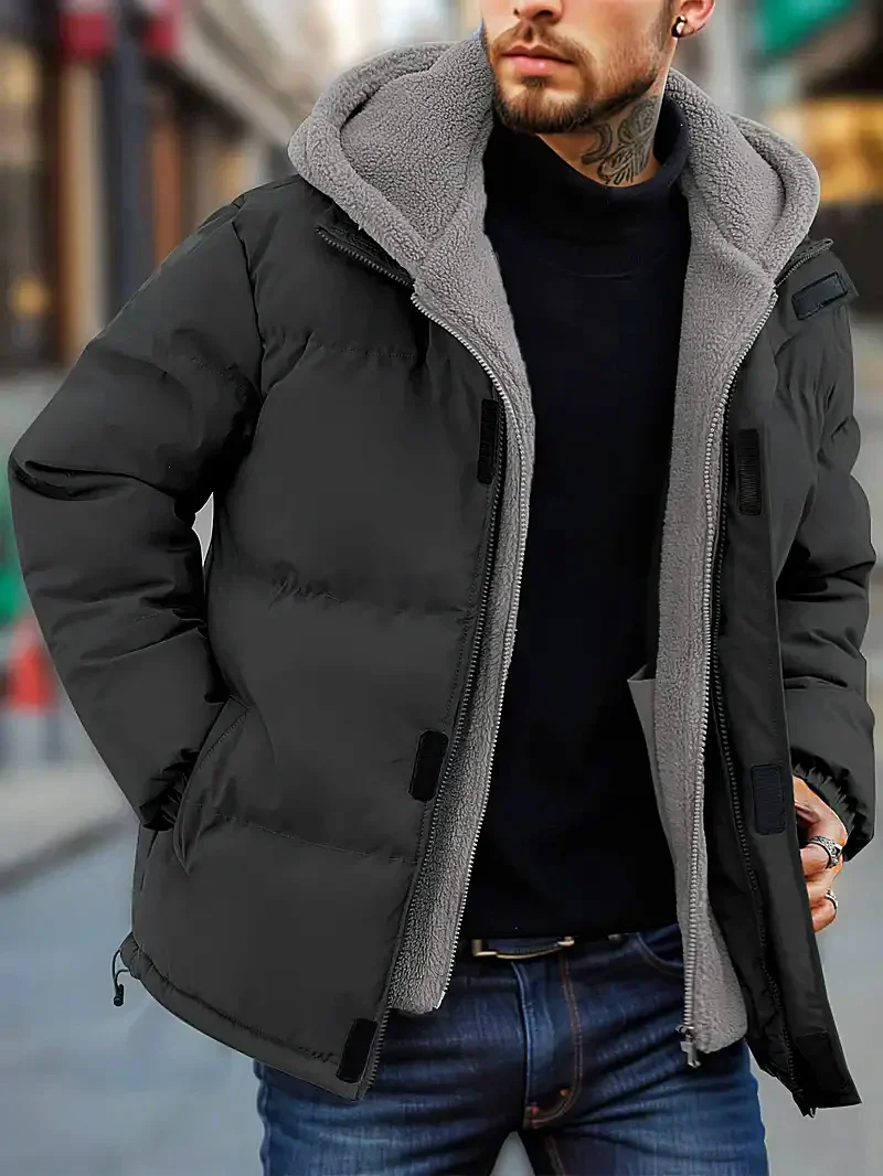 Men’s Puffer Jacket – Quilted Insulated Design – Fleece Lined Hood – A ...